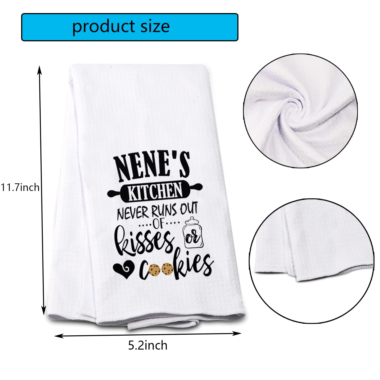 POFULL Nene Gift for Nene’s Kitchen Never Runs Out of Kisses and Cookies Dish Towel (Nene Towel)