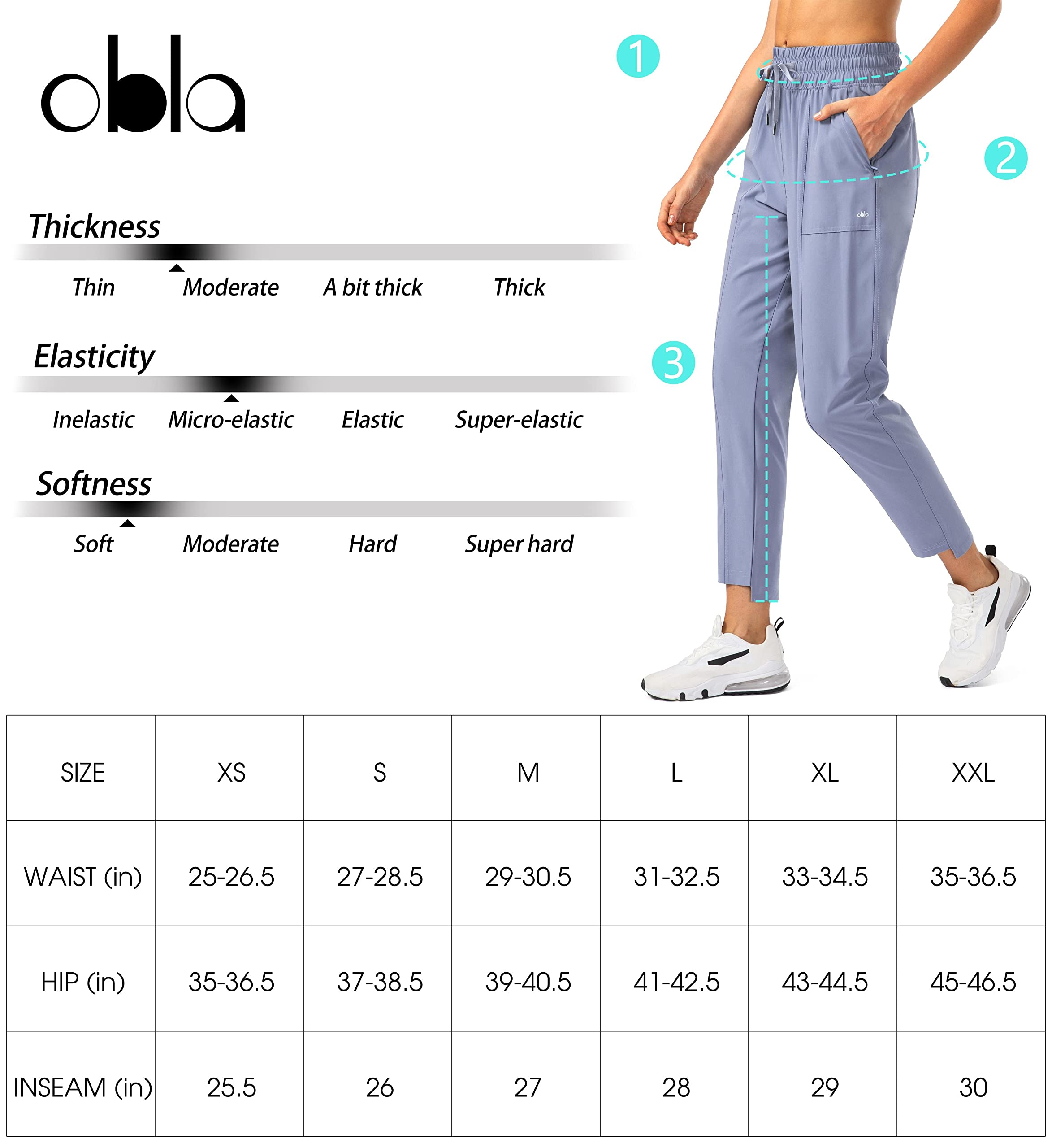 Obla Women's Lightweight Golf Pants with Zipper Pockets High Waisted Casual Track Work Ankle Pants for Women (Navy_L)
