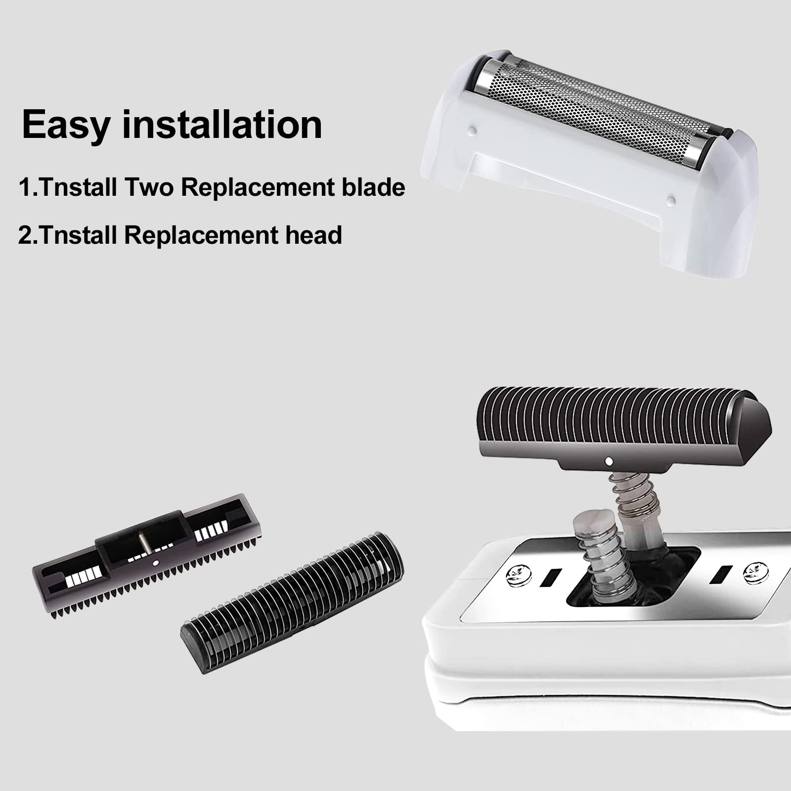 Shaver Replacement Silver Foil and Cutters Compatible with Andis 17150/17155 Pro Lithium Titanium Foil Shaver Replacement Heads(2 pack)