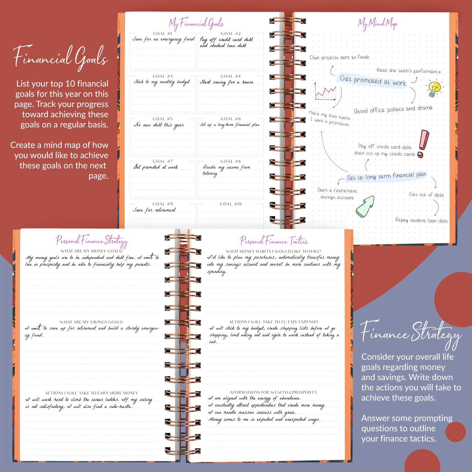 PLANBERRY Budget Planner & Monthly Bill Organizer with Pockets Premium – Home Finance & Bill Payment Organizer – Budgeting Book with Income & Expense Tracker - 7x8.5″ Hardcover (Tropical Night)