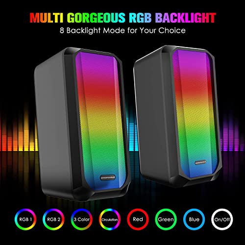 ZIYOU LANG Wireless Gaming Keyboard and Mouse Combo with Wired RGB Speakers for PC Mac Gamers