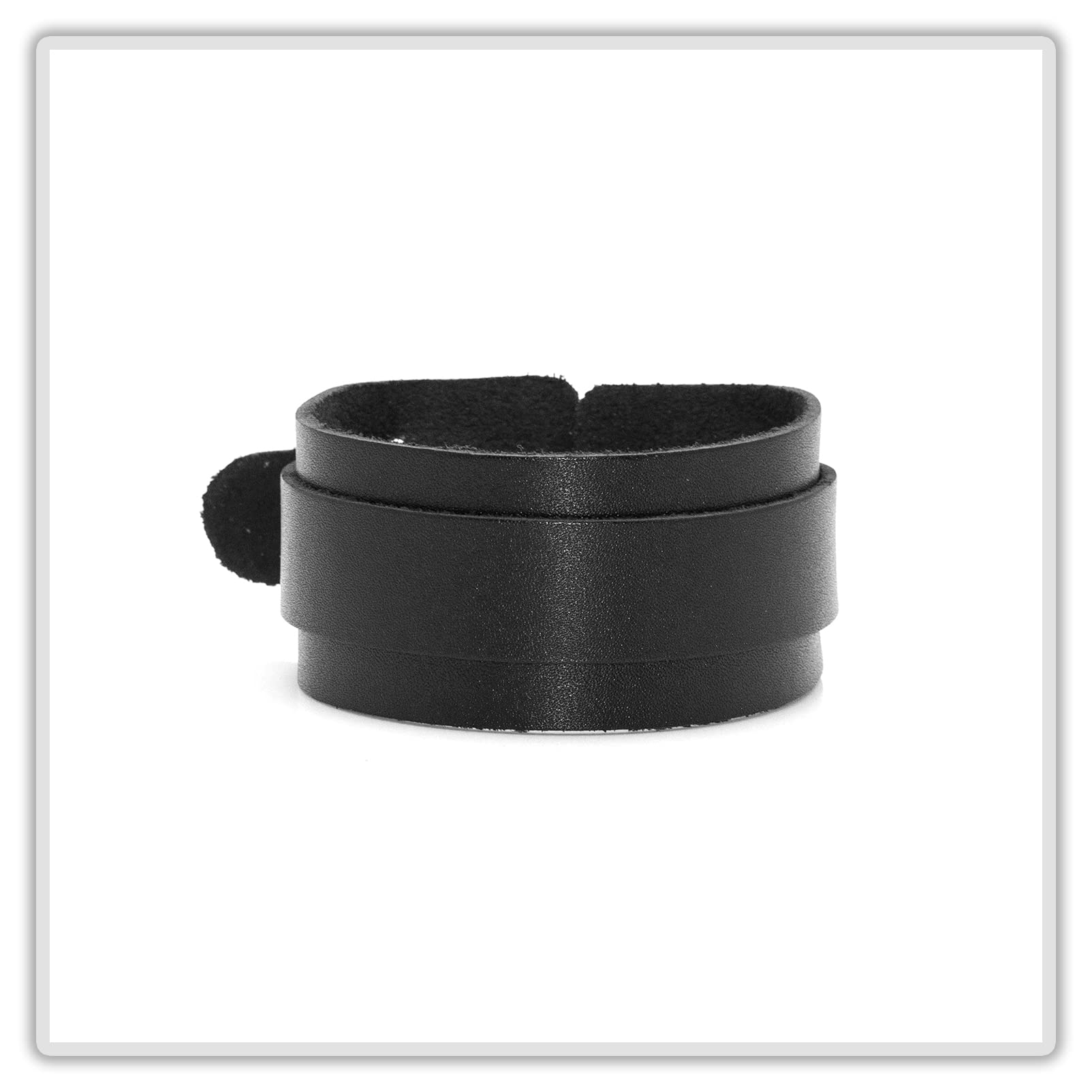 Mgutillart Punk Belt Buckle Cuff Bracelet Wide Leather Wrist Bracelet(Black)
