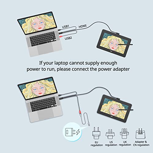 UGEE 15.4 Inch Drawing Tablet with Screen, 127% sRGB Full Laminated Graphics Monitor, 8192 Levels Battery-Free Stylus with Digital Eraser, Pen Display Support for Android Phone & Windows/Mac/Chrome OS