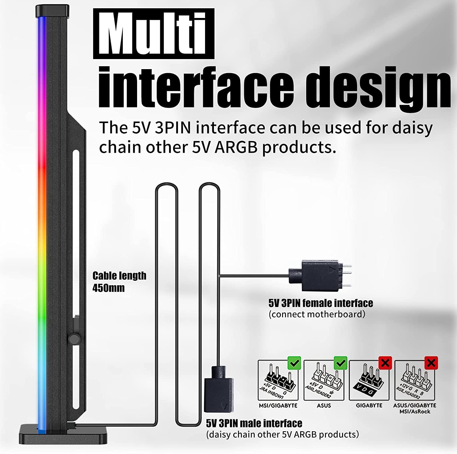 upHere 5V ARGB GPU Support Bracket GPU Holder Graphics Card Video Card Holder,Video Card Sag Holder/Holster Bracket GH04KARGB