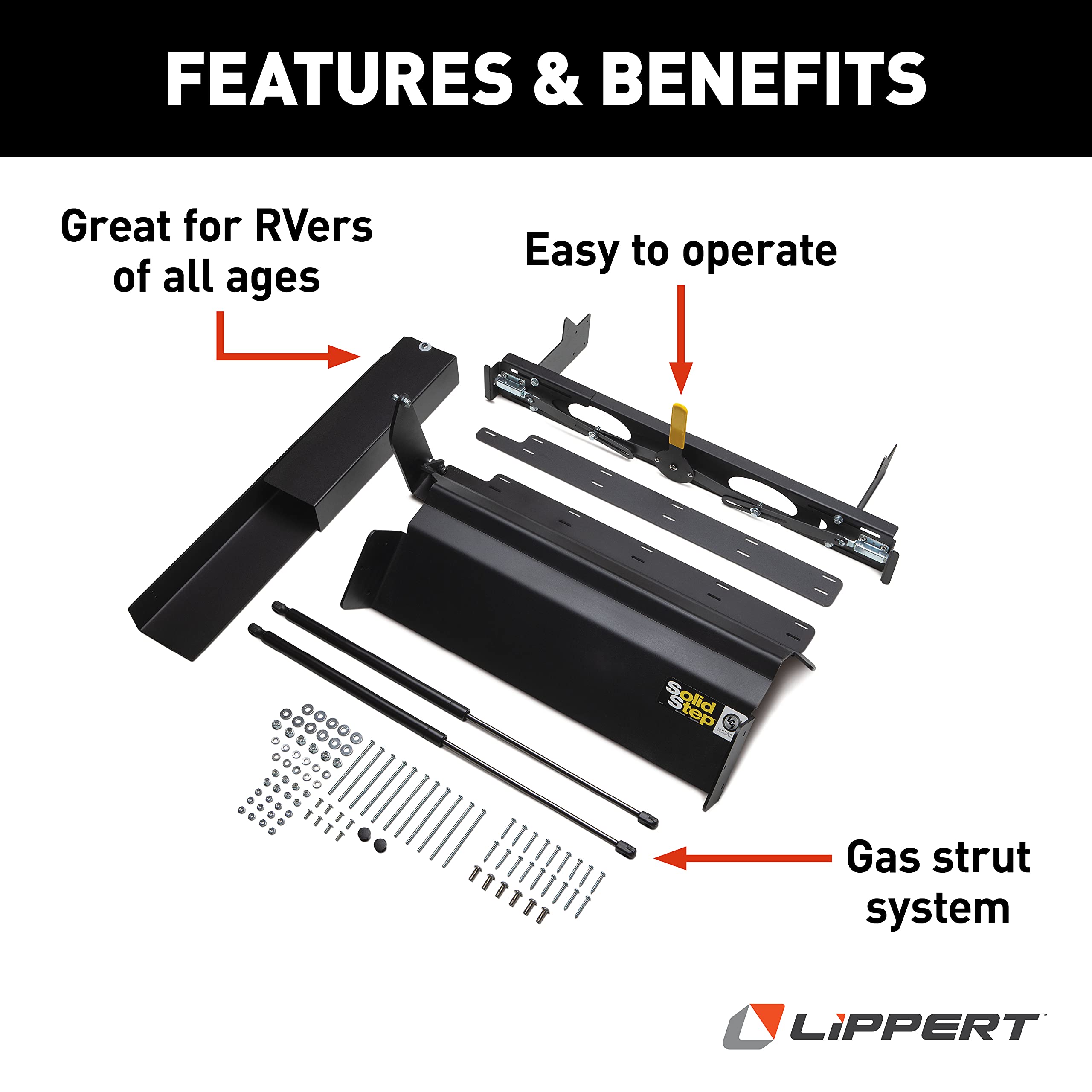 Lippert™ Wide Lift Assist Kit for Solid Step® 29"– 32" – Upgrade Your Solid Step® Stairs and Lower Your Steps with Total Ease – Compatible with Generation 3 Triple and Quad Solid Steps – 733939