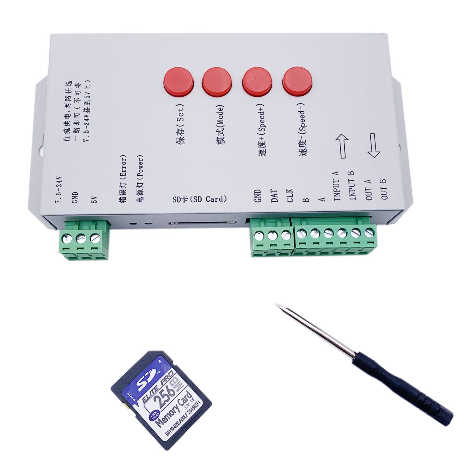 TOPXCDZ T1000S T-1000S SD Card for WS2801 WS2811 WS2812B LPD6803 led Pixel Controller RGB Full Color DC5V-24V RGB Play Video SPI, Multicolor