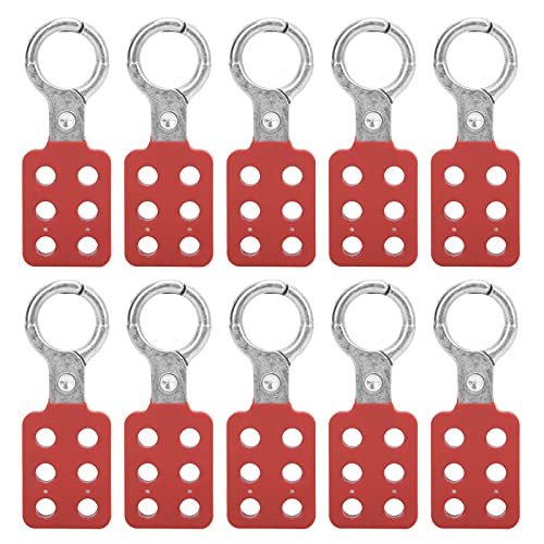 Sonew 10pcs Lockout Tagout Hasp, Safety Aluminium Insulation Padlock Hasp for Multiple Management, Insulated Lock Hasp with 6 Holes Interlock, 1in Inside Jaw Diameter