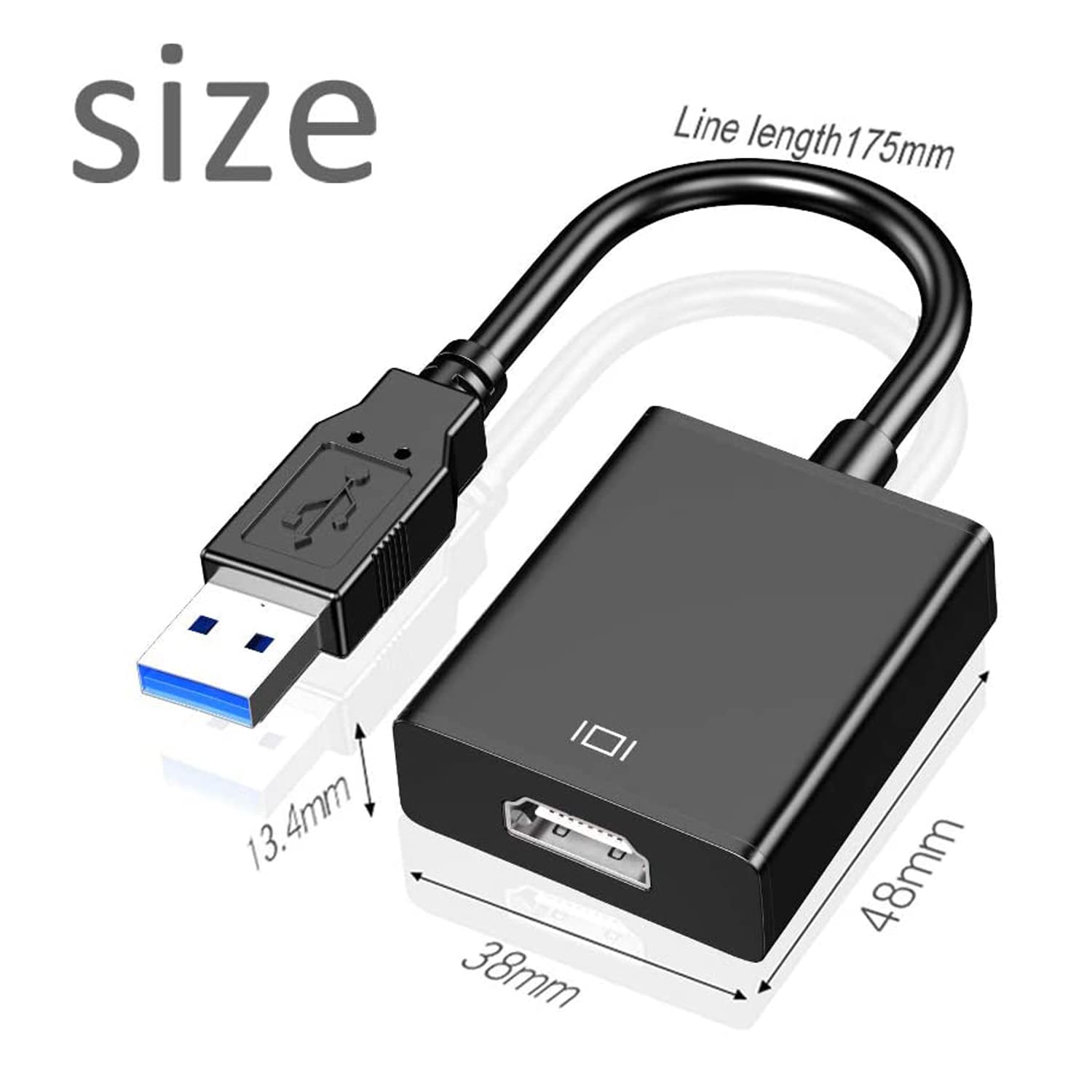 WISYIFIL USB to HDMI Adapter, USB 3.0/2.0 to HDMI 1080P/800/60Hz Converter Cable (DO Not Support Linux/Vista/Chromebook/Firestick)