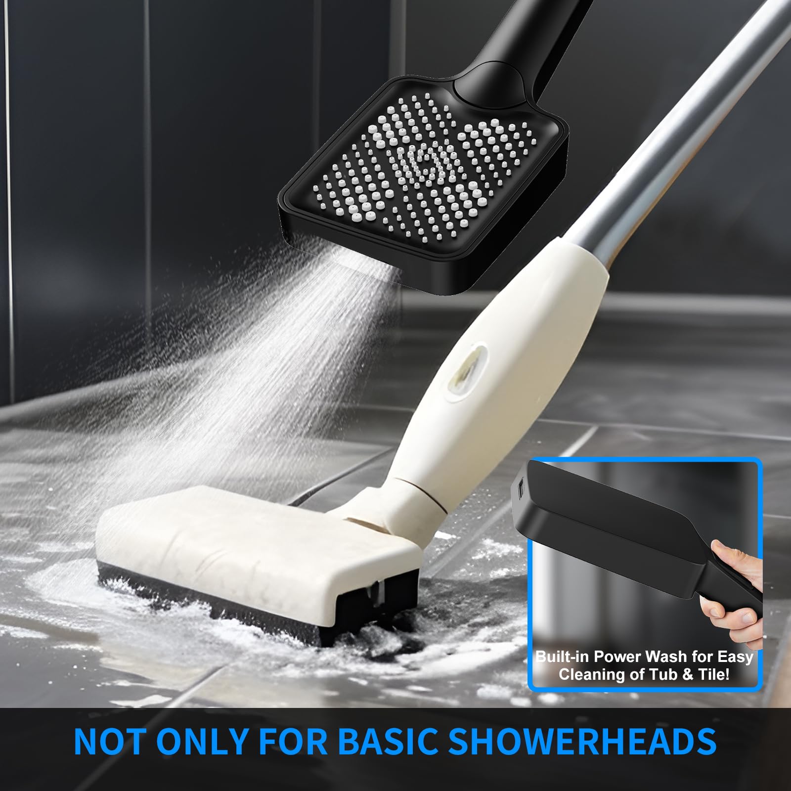 Woindo Shower Faucet Set, 12" Ceiling Mount Rainfall Shower System with 2 Rain Shower Head and Multi-function Handheld Head Push Button Diverter Shower Faucet Trim Kits, Matte Black