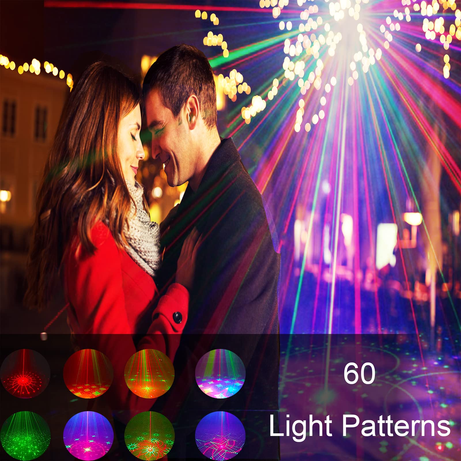 Party Lights, Strobe Lights/RGB DJ Laser Light, Portable Sound Activated Disco Light with Remote Controller for Halloween,Christmas,Indoor&Outdoor Parties