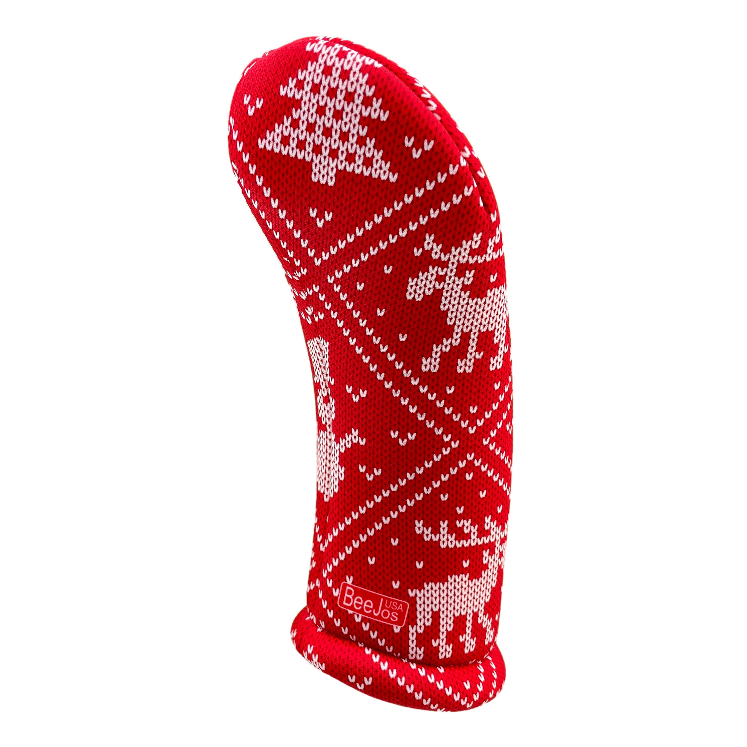 Red & White Christmas Sweater Driver 460cc Club Headcover Handmade by BeeJos