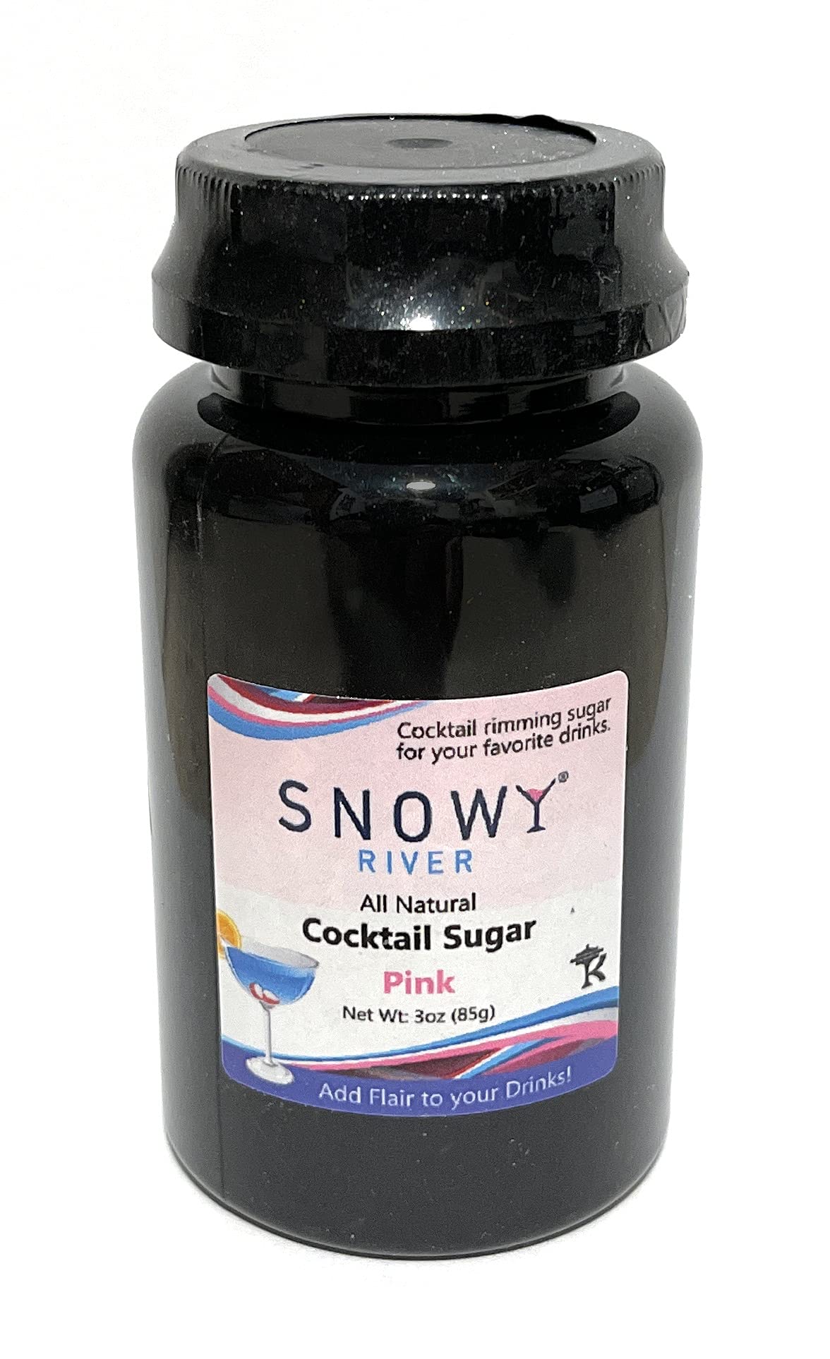 Snowy River Pink Cocktail Rimmer - Naturally Colored Pink Cocktail Sugar, Beverage Rimmer, Margaritas, Kosher (3oz Pink)