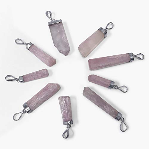 Natural Kunzite Gemstone Crystal Silver Pendant for Women