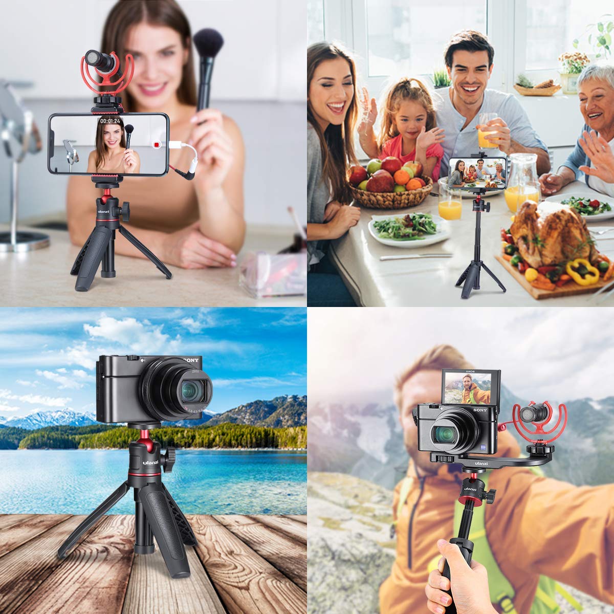 MT-08 Mini Smartphone Selfie Stick Tripod for iPhone, Camera Extendable Handle Grip Vlog Pole for Sony RX100 VII M1 M2 M3 M4 M5 M6 A6400 A6500 Canon G7X Mark III