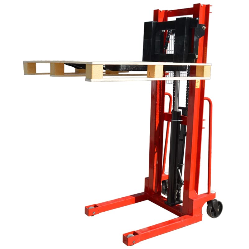 TECHTONGDA Manual Hydraulic Hand Pump Stacker Pallet Stacker Lift Truck Hydraulic Lift Handling Tools with 2200lbs Capacity 63" Lift Height for Single Sided Pallet