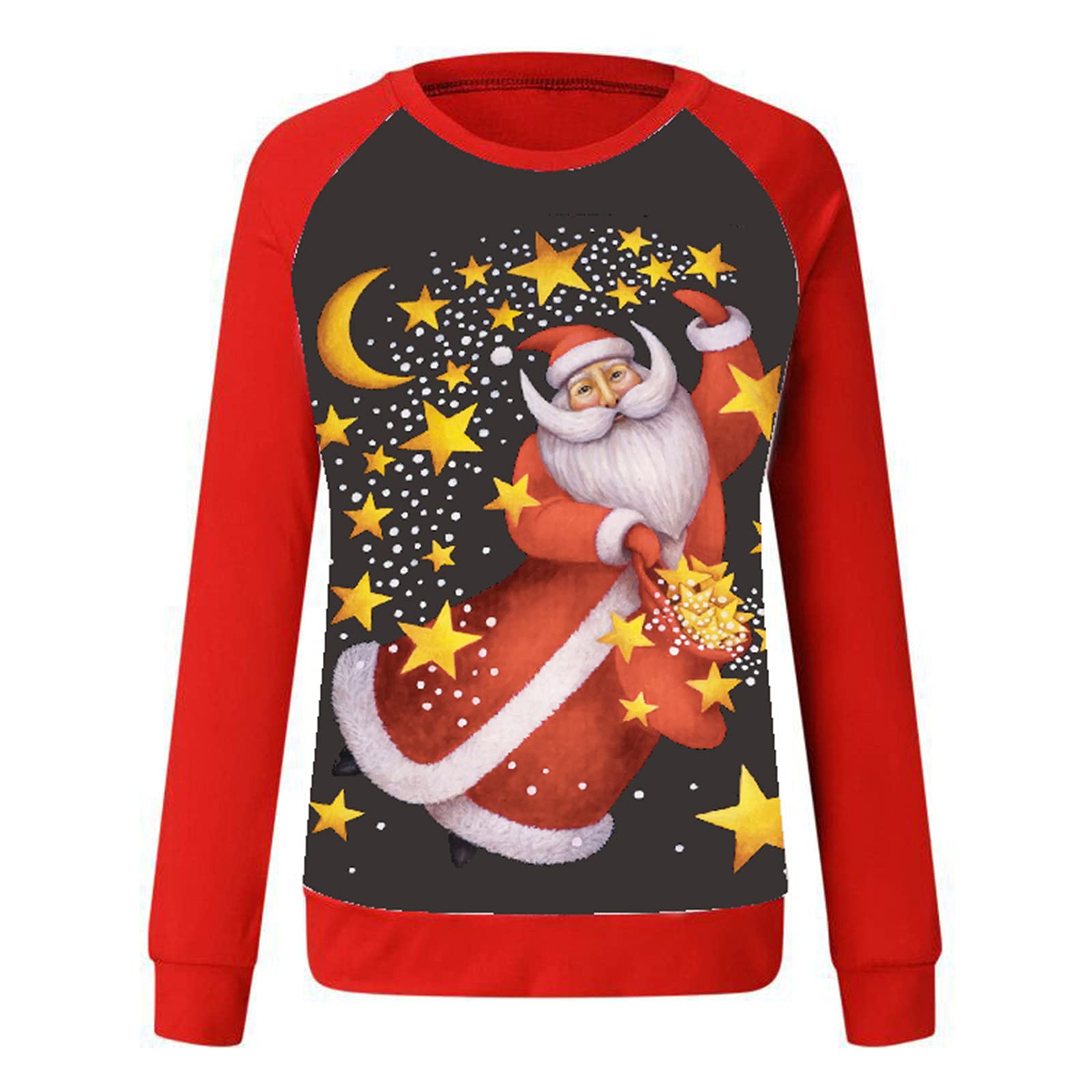 Women Long Sleeve Shirt Christmas Print Pullover Oversized Long Sleeve Tees Lightweight T Shirt Hoodies Christmas Tops