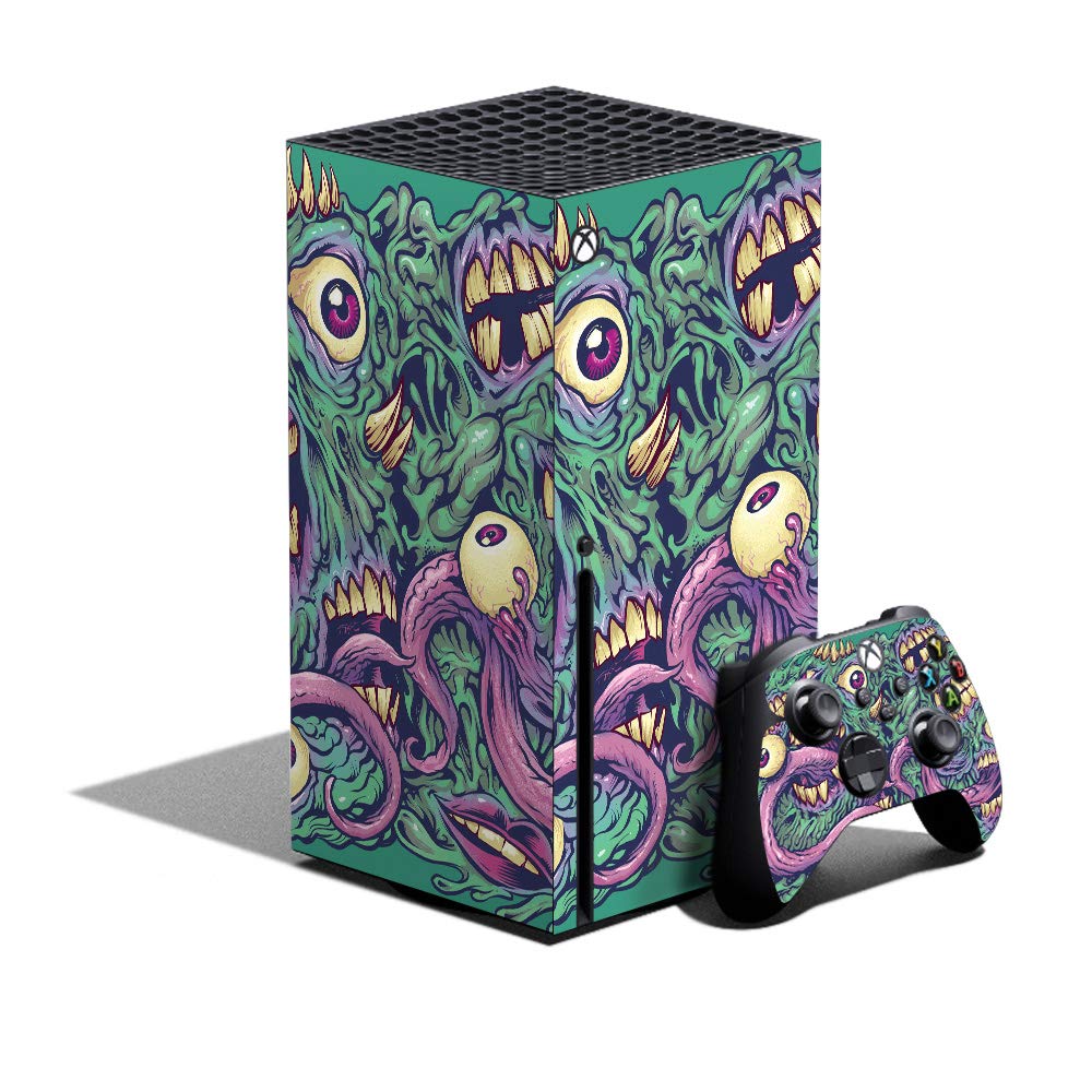 MightySkins Skin Compatible with Xbox Series X Bundle - Eyes and Teeth | Protective, Durable, and Unique Vinyl Decal wrap Cover | Easy to Apply and Change Styles | Made in The USA