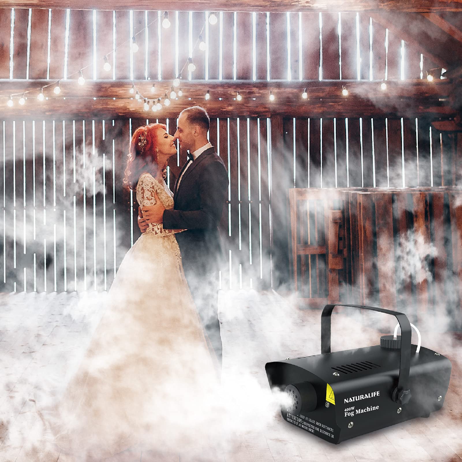 Naturalife Fog Machine, Professional Smoke Maker with Wired Remote Control and Fuse Protection, Great Smoke Machine for Halloween, Thanksgiving & Christmas Parties, 400W-Black