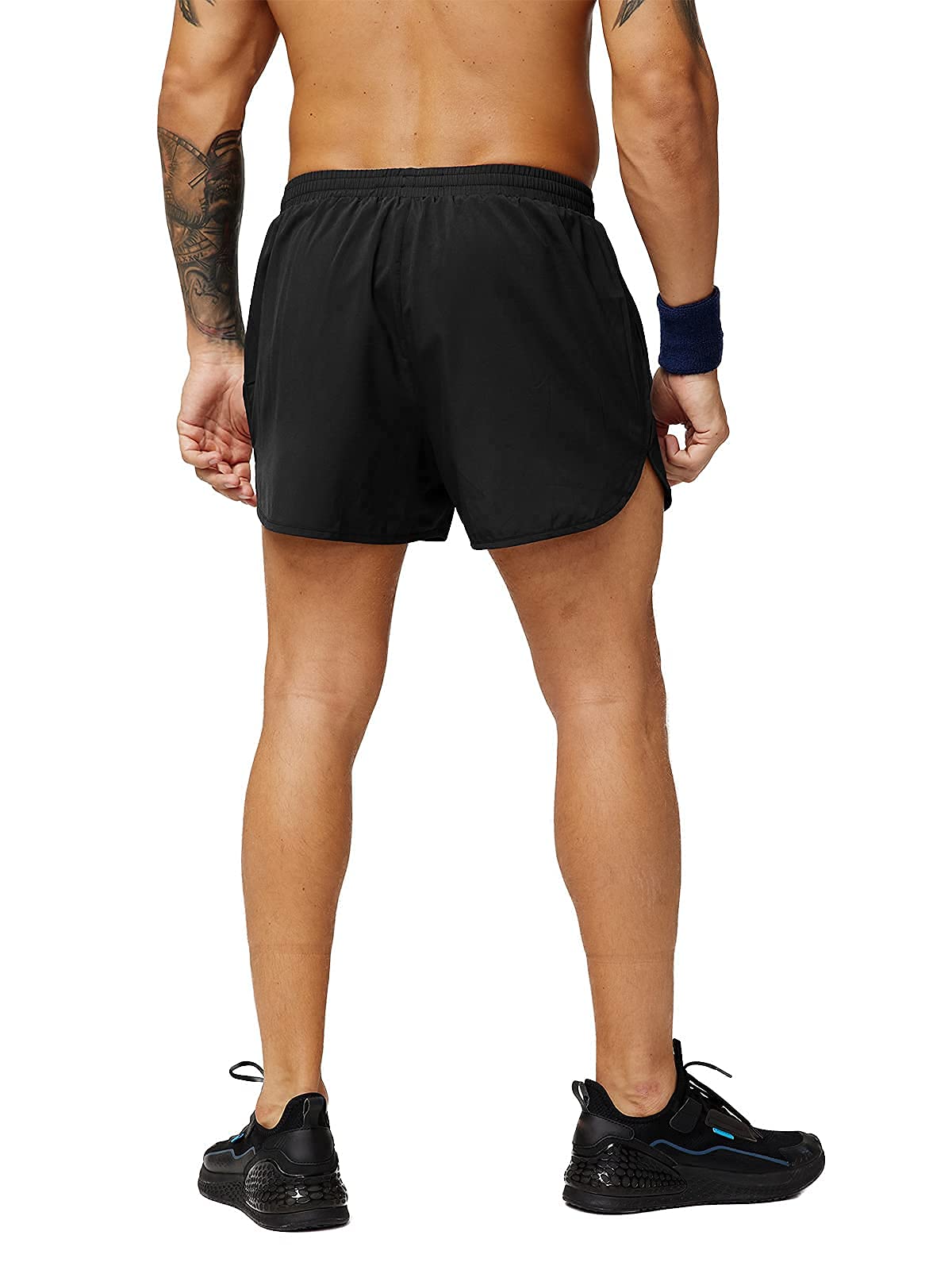 MIER Men's 3 Inches Quick Dry Running Shorts Water Resistant Lightweight Athletic Workout Training Activewear with Liner Zip Pockets Black M