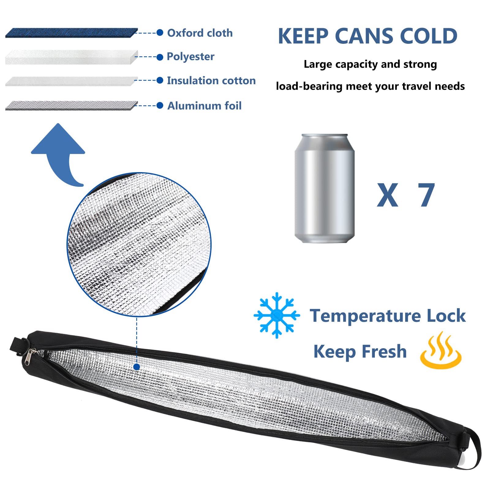 Ochoice Golf Beer Sleeve - 7 Can Insulated Golf Cooler Sleeve, 1800D Oxford Golf Bag Accessories for Men Women
