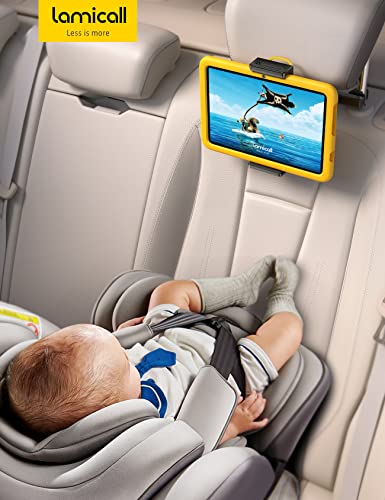 Lamicall Car Tablet Headrest Holder - Car Back Seat Headrest Tablet Mount Stand for Kids, Road Trip Essentials, Compatible with 2024 iPad Pro 11/13", Air Mini, Galaxy Tab, 4.7-13" Tablet, Black