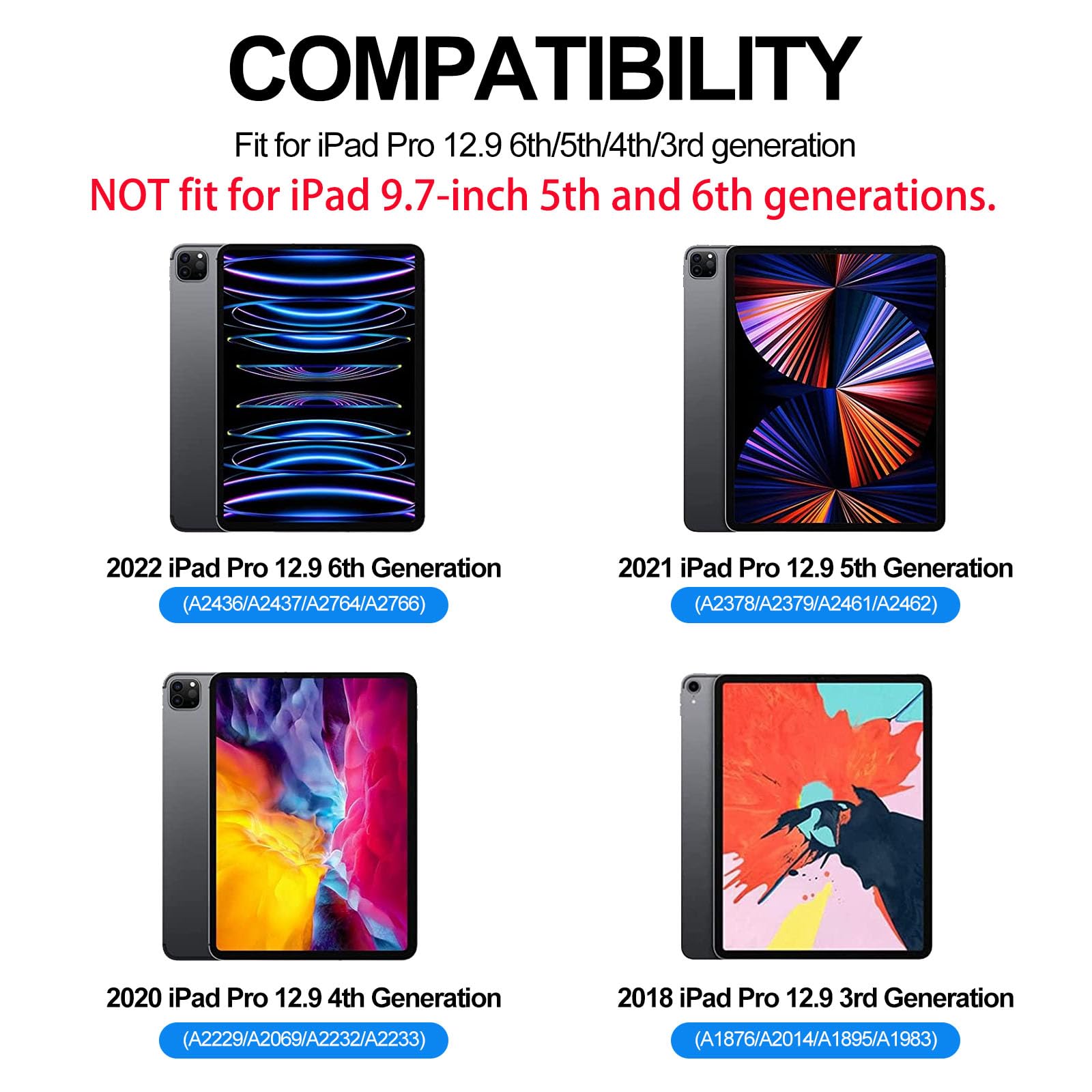 Upgraded | Touch Keyboard for iPad Pro 12.9 inch - 2017 (2nd Generation), 2015 (1st Gen) - iPad Pro 2nd Gen Case with Keyboard, Aluminum Alloy Hard Shell, 7 Colors Backlit, Auto Wake/Sleep, Silver