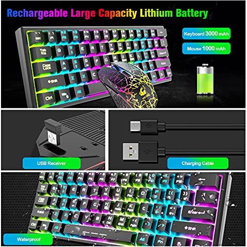ZIYOU LANG Wireless Gaming Keyboard and Mouse Combo with Wired RGB Speakers for PC Mac Gamers