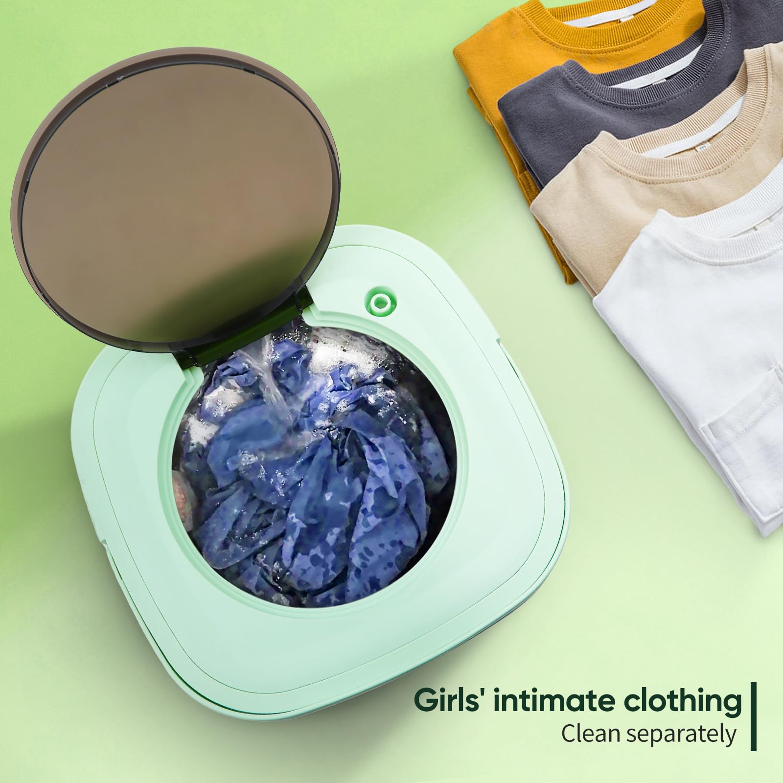 MTTL Portable Washing Machine,Foldable Mini Washer Machine, Small Laundry Machine and Drye for Underwear,Baby Clothes or Small Items,Suitable for Apartment, Dorm,Camping,RV Travel,Green