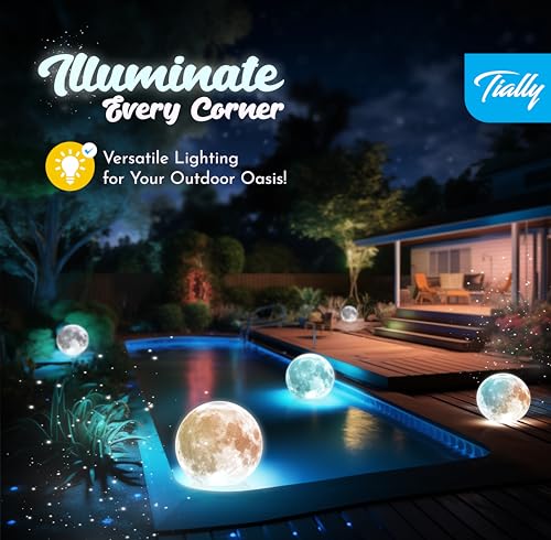 TIALLY Full Moon Floating Pool Lights β 14β Solar Pool Lights That Float, Led Pool Light Glow Ball - Pool Accessories and Gifts for Pool Owners - Set of 2 Led Balls