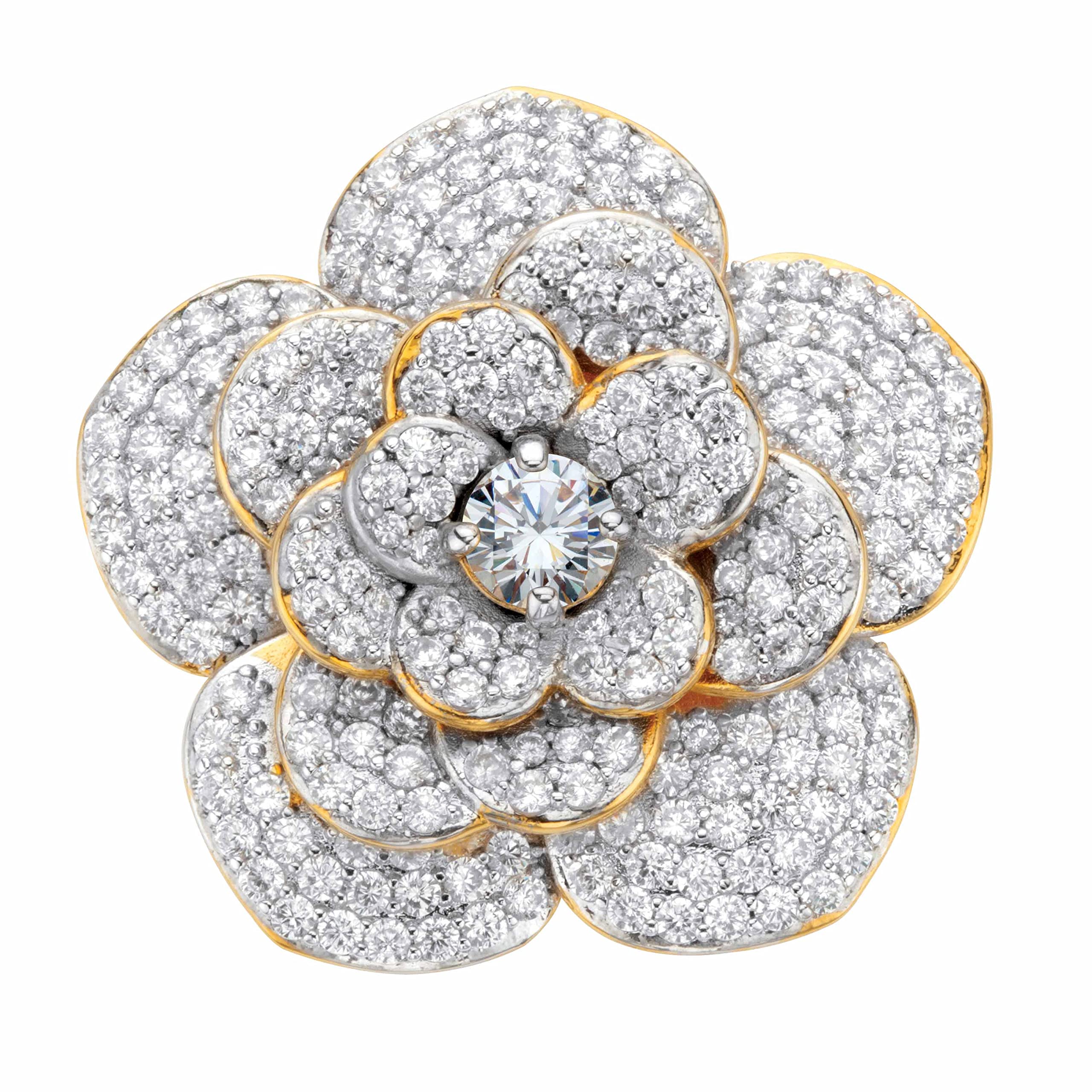 PalmBeach Yellow Gold-Plated Round Cubic Zirconia Rose Ring Sizes 6-10 Size 10
