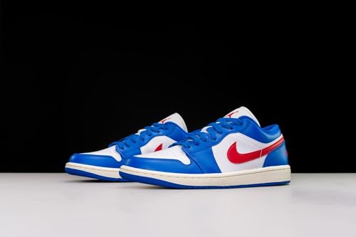 Nike Jordan Women's Air Jordan 1 Low Sneakers (Sport Blue/Grym Red-White-Sail, 8.5)