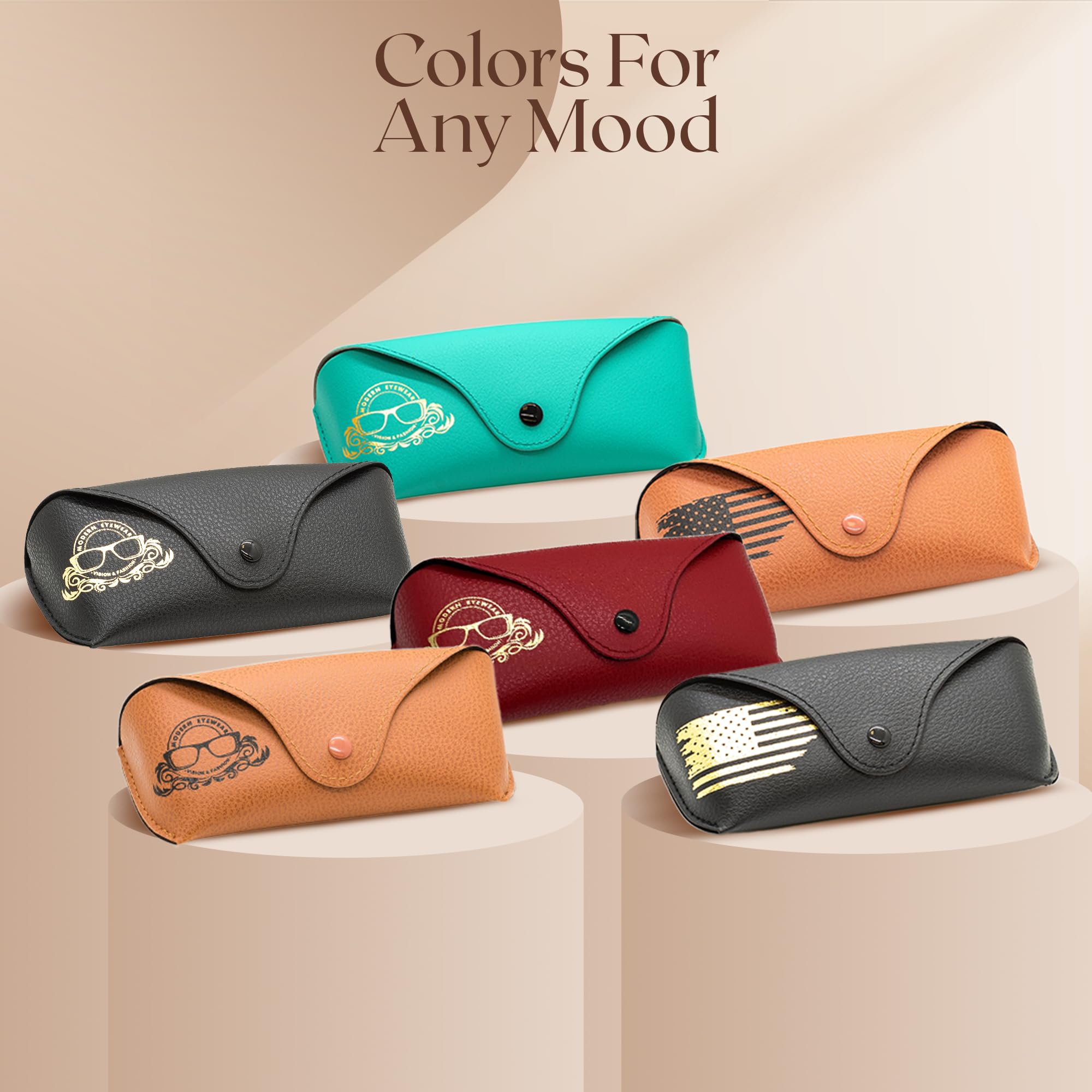Modern Eyewear Leather Glasses Case - Slim Glasses Case for Men and Women - Portable Sunglasses Case (Black - Style A)