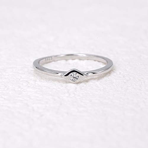 LEMON GRASS Sterling Silver Evil Eye Dainty Ring Size 8
