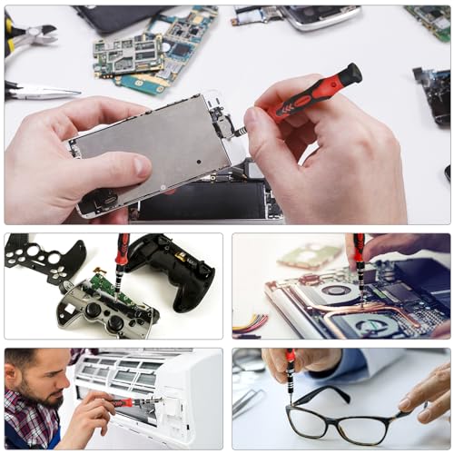 SHARDEN Precision Screwdriver Set, 122 in 1 Electronics Magnetic Repair Tool Kit with Case for Repair Computer, iPhone, PC, Cellphone, Laptop, Nintendo, PS4, Game Console, Watch, Glasses etc (Red)
