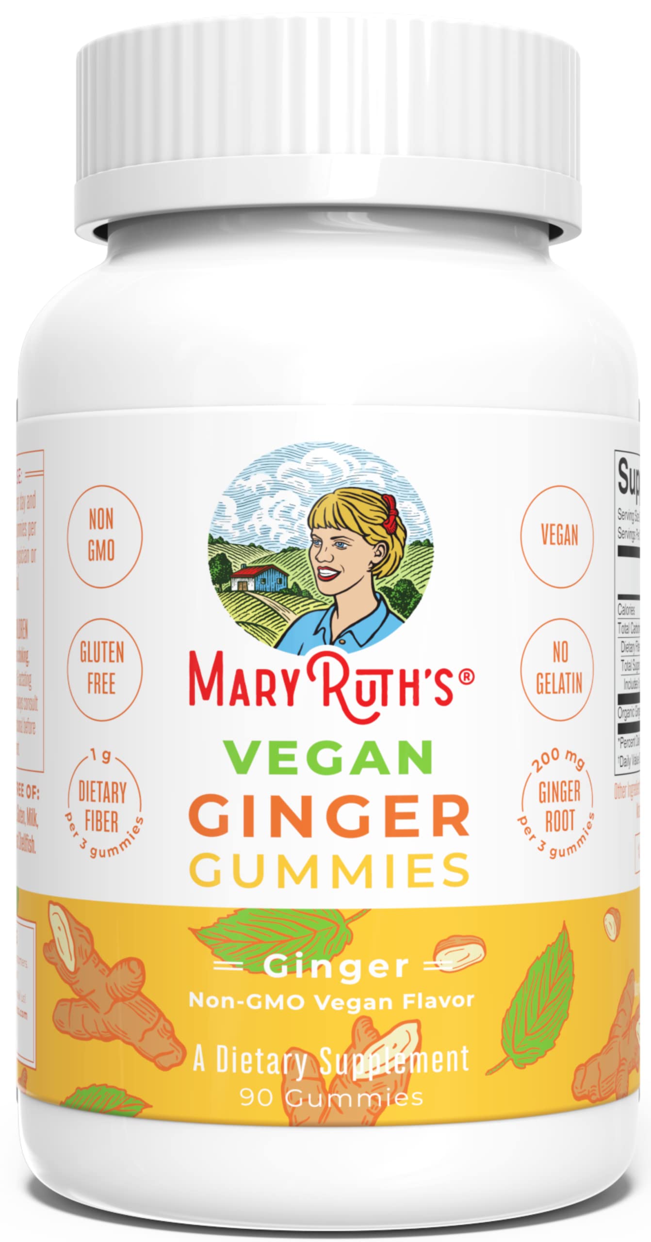MaryRuth Organics Ginger | Ginger Chews | Ginger Root Gummy Supplement for Joint Health | Gummies for Overall Health | Supplements for Immune Support | Vegan | Non-GMO | Gluten Free | 90 Count