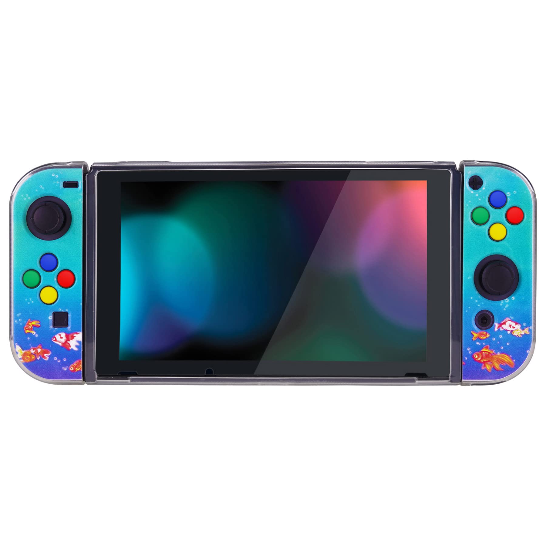 PlayVital Rainbow on Cloud ​Protective Case for Nintendo Switch, Soft TPU Slim Case Cover for Nintendo Switch Joycon Console with Colorful ABXY Direction Button Cap