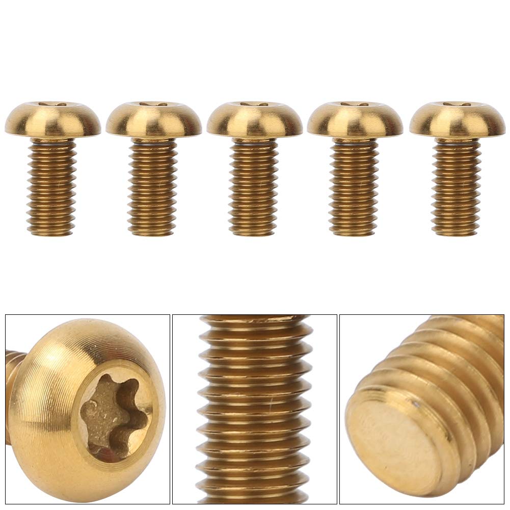 LetCart Bicycle Screw,Bike Stem Fixed Screws,5pcs / Pack Titanium Alloy M512 Bicycle Water Bottle Cage Bolts M510 Disc Brake Screws (M512Gold)