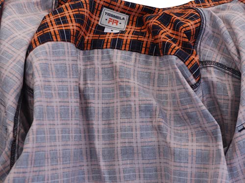 TICOMELA FR Shirt for Men Flame Resistant Shirts 6.5oz Light Weight Orange/Black Plaid Men's Fire Retardant Snap Shirts