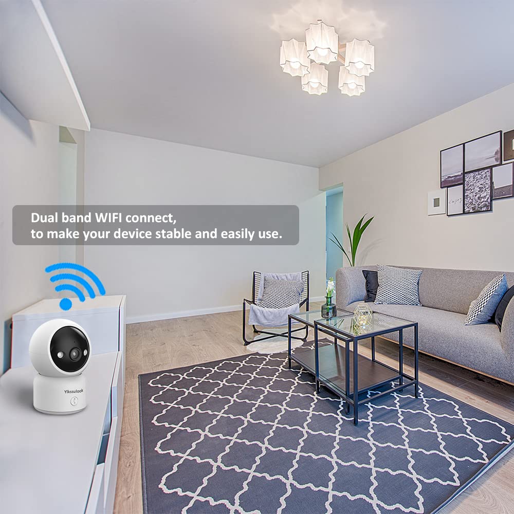 Ylkssulook 2PCS 3MP Indoor Smart Security Camera,2.4G/5G WiFi Baby Monitor Camera&Wireless Pet Camera for Home Security,Motion Detection,Night Vision,One-Key Call/2 Way Audio,Free Cloud Storage