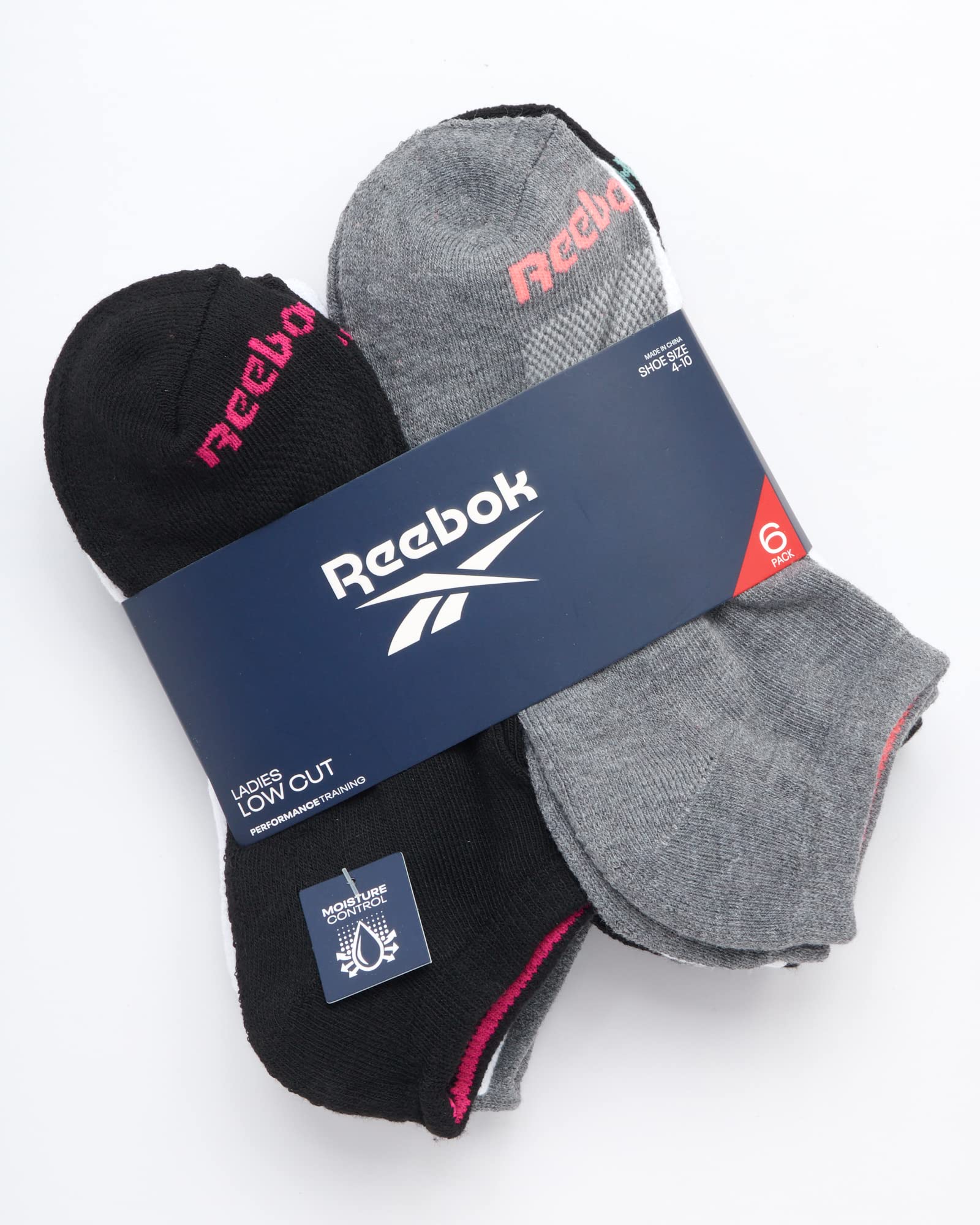 Reebok Women's Low Cut Socks - 6 Pack Performance Cushion Comfort No Show Socks - Breathable Athletic Socks for Women (4-10), Size 4-10, Black/White/Grey