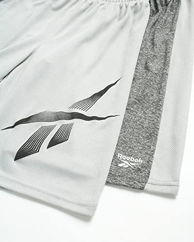 Reebok Boys’ Active Shorts – 2 Pack Athletic Performance Dry Fit Gym Basketball Shorts (S-XL), Size Small, Charcoal/Heather Grey