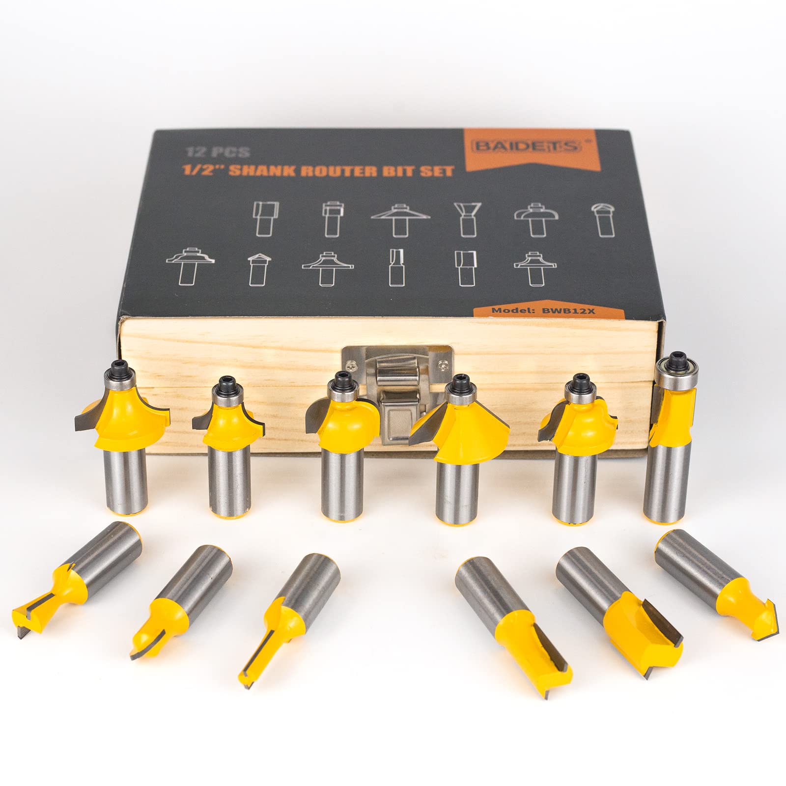 Router Bits Set 1/4 Shank - BAIDETS Plus 15 Piece Router Bit Set Craftsman, 1/4" Tungsten Carbide Router Bits for Woodworking