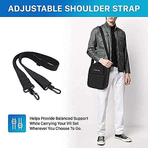 Oculus Quest Case All-in-one Carrying Case for Oculus Quest 2 VR Gaming Headsets and Controllers Accessories, Hard Protective Travel Case with Shoulder Strap, VR Glass Protector-Shock-Dust-Water Proof