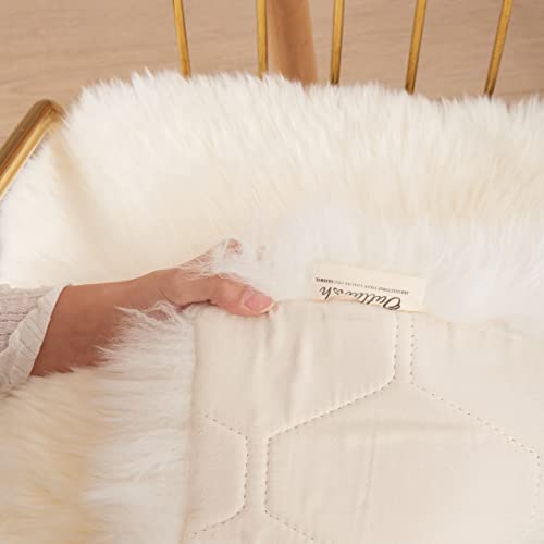 Outlavish Sheepskin Seat Pad Covers, 20x20 Square Medical Cushion for Chairs & Stools, Super Soft Fur & Extra Memory Foam Layer (Pearl White, 20x20)