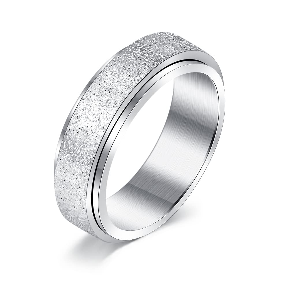 MODRSA Anxiety Ring Spinner Ring Fidget Anxiety Ring for Anxiety Figet Ring Spin Rings for Anxiety Anti Stress Ring Silver Anxiety Rings for Women Men Size 10