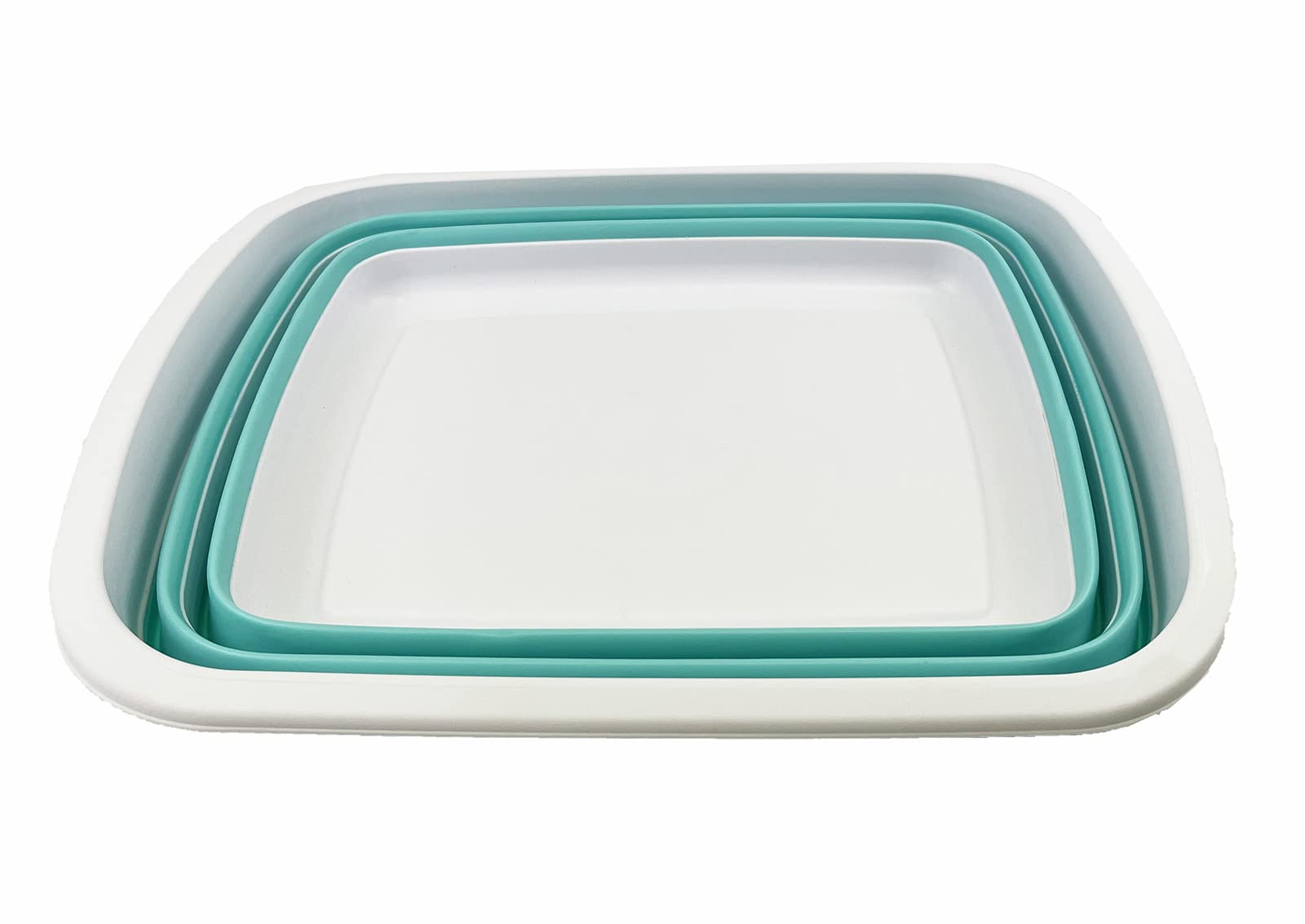 SAMMART 10L (2.6 Gallon) Collapsible Tub-Foldable Dish Tub-Portable Washing Basin-Space Saving Plastic Washtub (White/Sage Green)