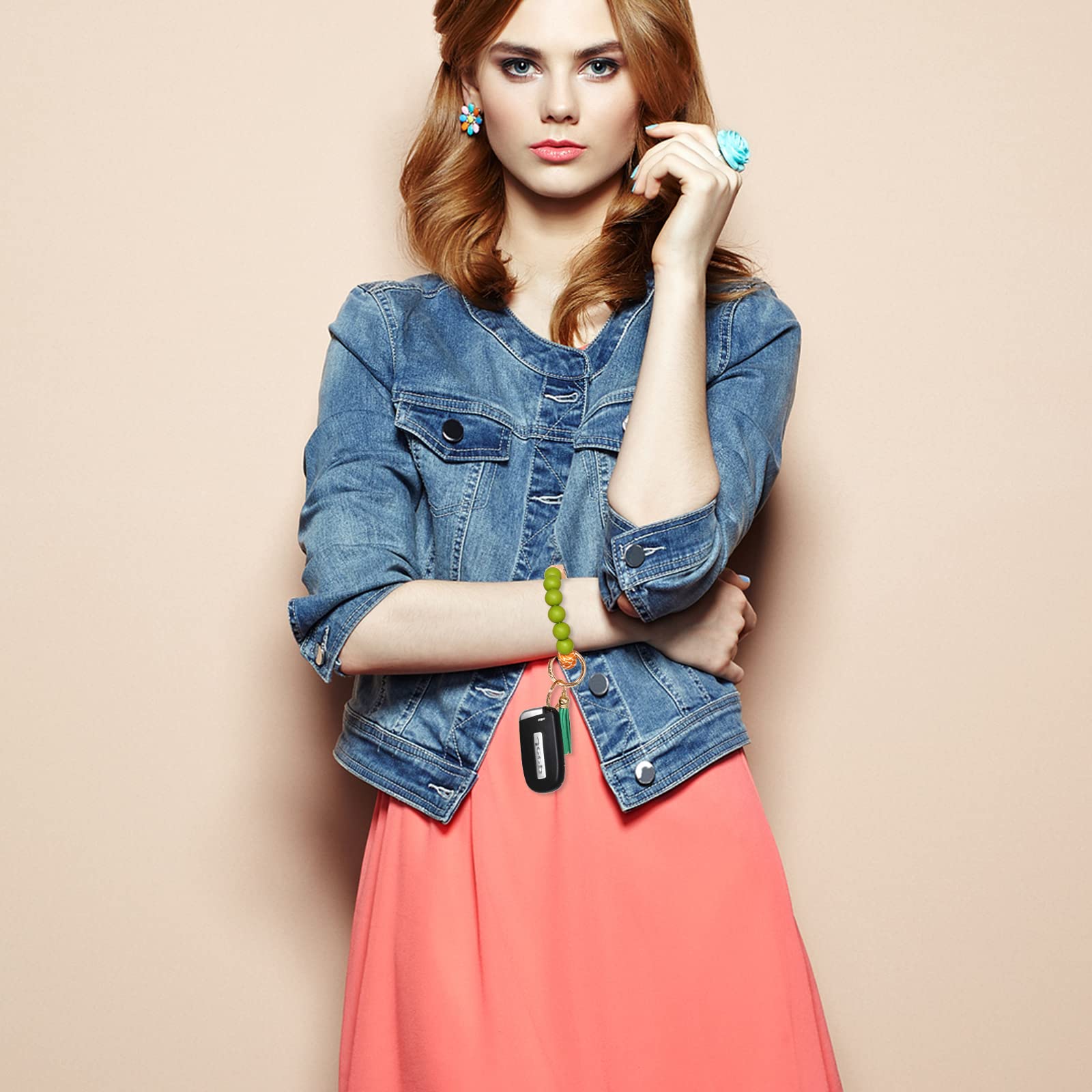 QfungYe Silicone Wristlet Keychains Key Ring Bracelets Wristlet Keychain Tassel For Women