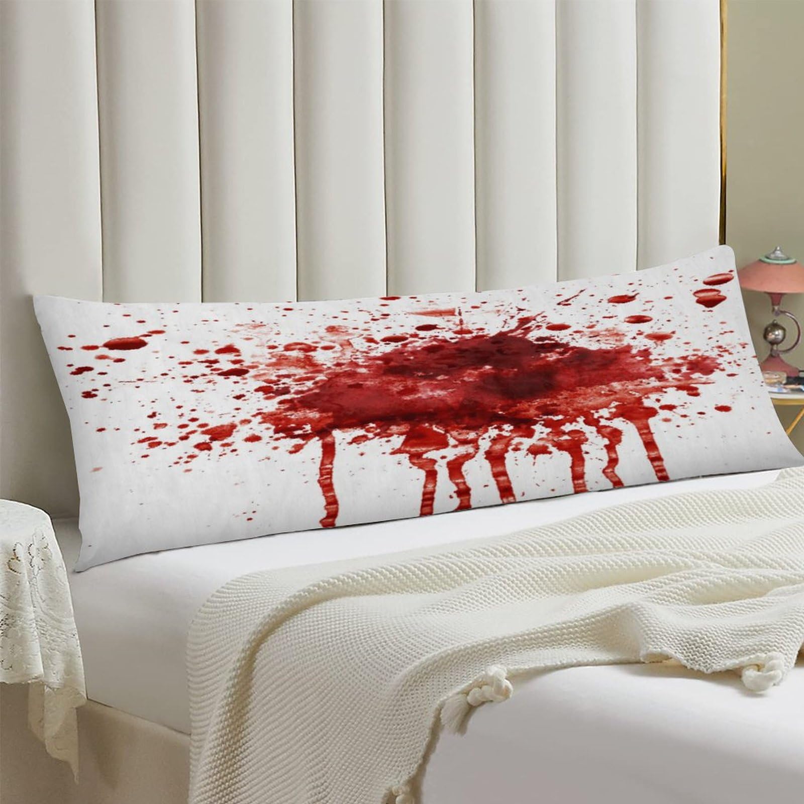 Lycomify Body Pillow Cover,Funny Splattered Blood Stain Horror Halloween Printed Long Pillow Cases Protector with Zipper Decor Soft Large Covers Cushion for Beding,Couch,Sofa,Home Gift 20"x54"