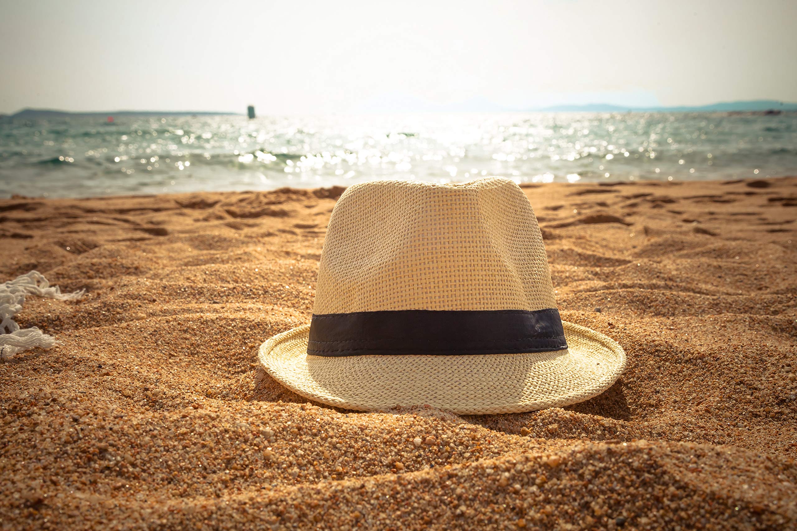 NAVISIMA 1920s Panama Style Fedora Hats for Kids Teeangers Men and Women - Sun Fedora Hat with Band - Trilby Summer Beach Hat - White (Medium)