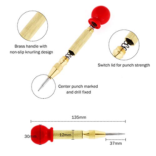 WICHEMI 26-Pack Woodworking Chamfer Drilling Tools - 6 Countersink Drill Bits, 7 Three Pointed Countersink Drill Bit with L-Wrench, 8 Wood Plug Cutter, 3 Step Drill Bit, and Automatic Center Punch